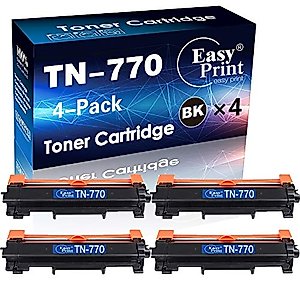 (4-Pack, Super High Yield) Compatible TN770 Toner Cartridge TN-770 Used for MFC-L2750DW L2750DWXL HL-L2370DW L2370DWXL Printer, Sold by EasyPrint