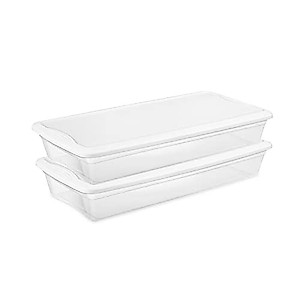 Sterilite 41 Quart Lightweight Plastic Clear Multipurpose Under Bed Storage Box Container Tote with Secure Snapping Lid for Home Organization, 12 Pack