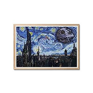 KEEITY Starry Night With Star Wars Poster Star Wars TV Wall Art Home Decor Canvas Wall Art for Teens Boys Girls Bedroom Decor 12X18 inch Unframed
