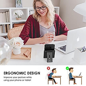 Minthouz Adjustable Cell Phone Stand for Desk - Foldable Phone Holder Compatible with iPhone 14 13 12 Pro Max Mini 11 Xr 8 Plus SE, iPad Mini, Switch, Android Smartphone, Tablets