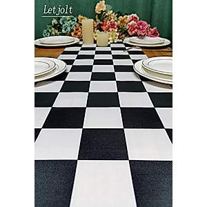 Table Runner Black and White Checkerboard Racing Theme for Anniversary Runner Dinner Parties Supplies Birthday Party Wedding Winter New Year Decorations 12 x 72 Inches