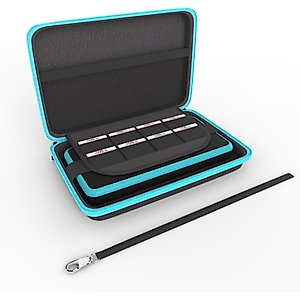 amCase Hard Carrying Case Compatible with Nintendo 2DS XL with 8 Game Cartridge Holders with Zipper Protective Travel Case (Black)