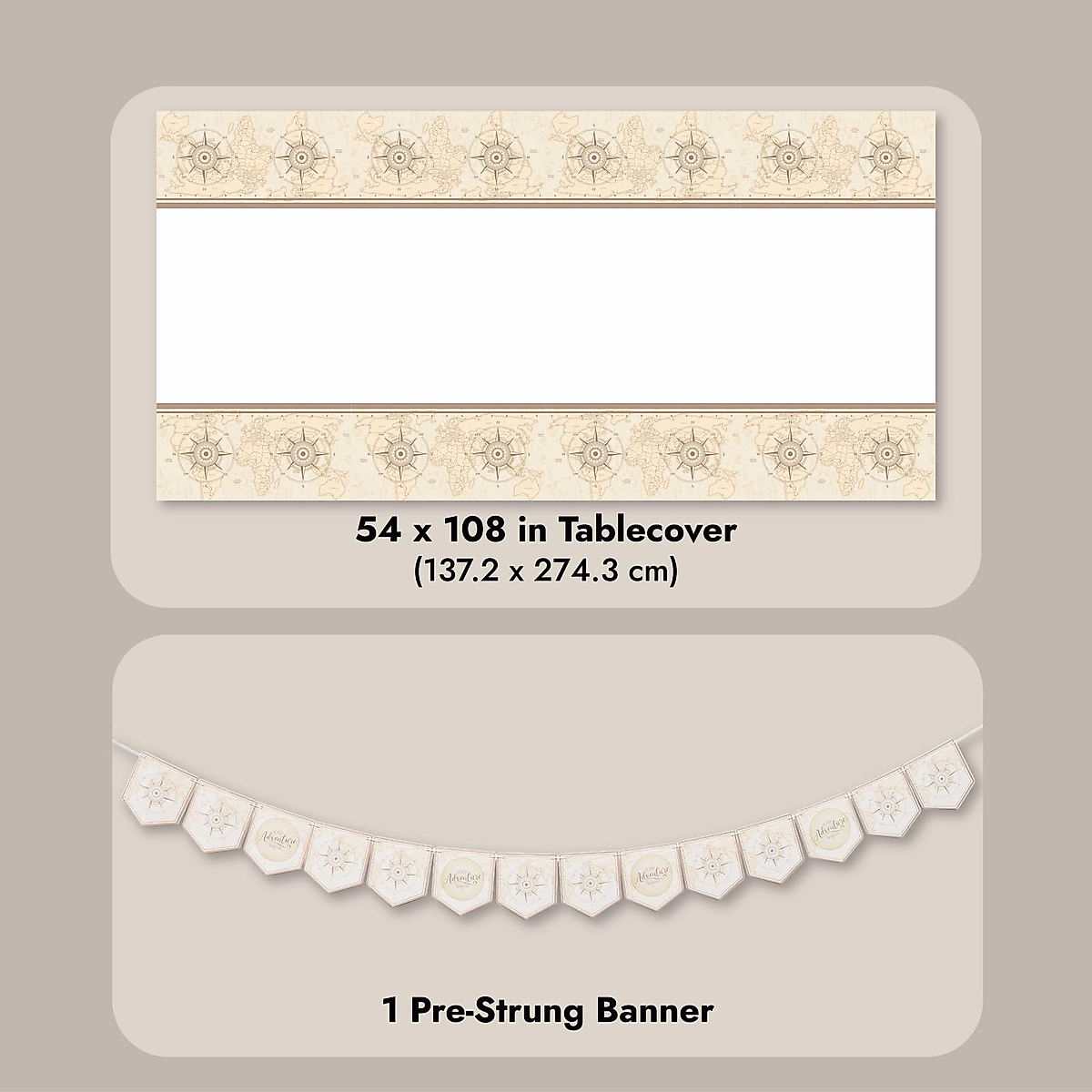 BLUE PANDA 170 Piece A New Adventure Begins Party Decorations for Baby Shower, Graduation, Serves 24 Includes Travel-Themed Plates, Napkins, Cups, Tablecloth and Banner