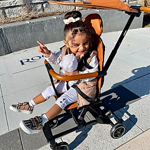 Evolur Cruise Rider Stroller with Canopy, Lightweight Umbrella Stroller with Compact Fold, Easy to Carry Travel Stroller - Cognac