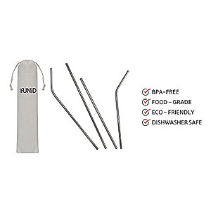 IFUNiD Reusable Stainless Steel Straws 12pcs Set with 2pcs cleaning brushes various size straws for various liquids for a safer earth.