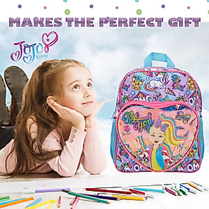 AI ACCESSORY INNOVATIONS Jojo Siwa Mini Backpack PURSE for Girls, Confetti Heart Shaped Pocket, Unicorn Print, 12” Bookbag w/Adjustable Straps