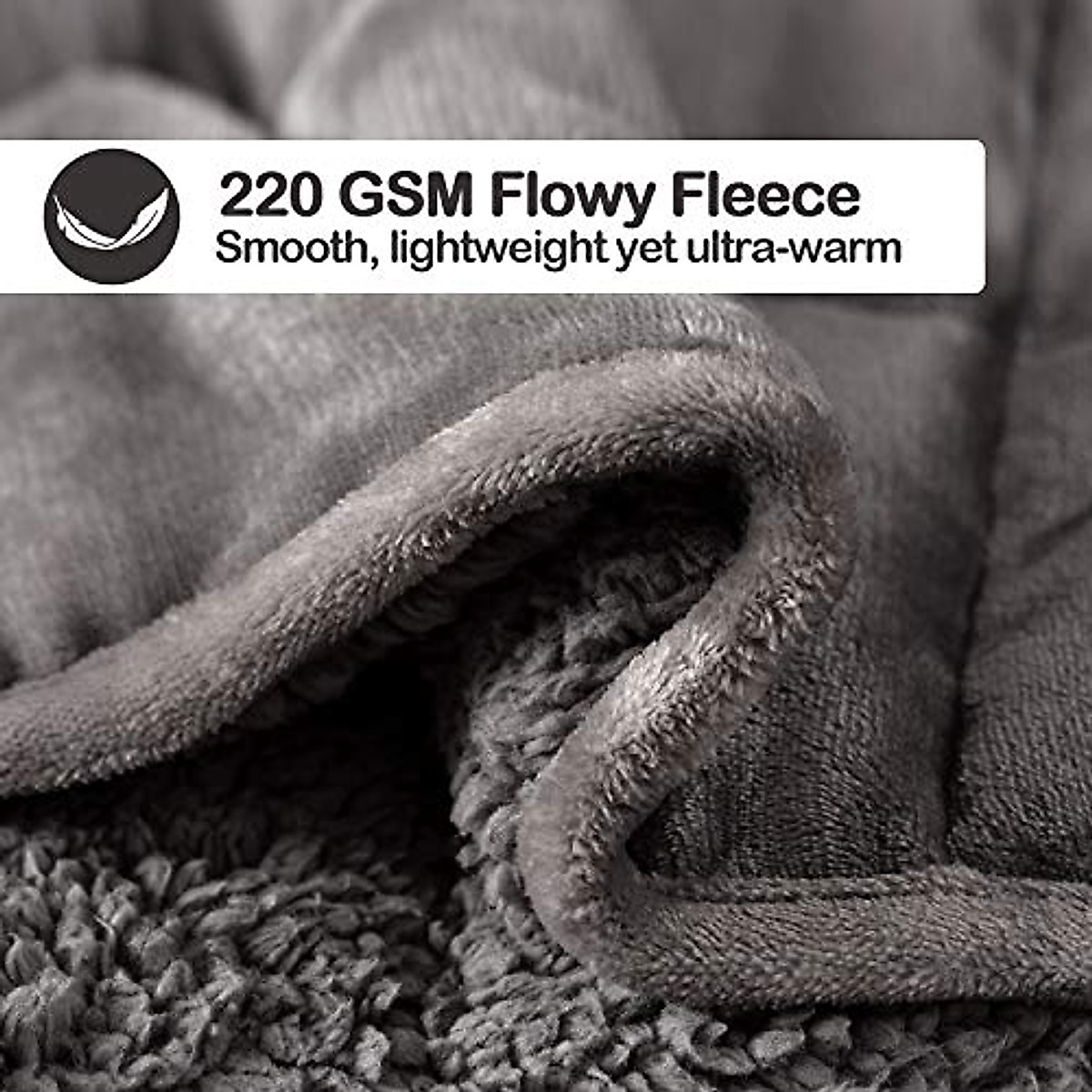 Uttermara Weighted Blanket Queen Size 15lbs 60x80 inches, Sherpa Weighted Blankets with Soft Plush Fleece, Cozy Warm Sherpa Snuggle Thick Heavy Blanket Great for Sleep and Calming, Grey