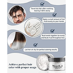 MCOSKIT Hair-Color-Wax for Men & Women, Natural Washable Temporary Hair Dye Clay Pomades & Instant Styling Creams, Fun Hair Mud for Cosplay, Halloween, Party. 4.23oz/White