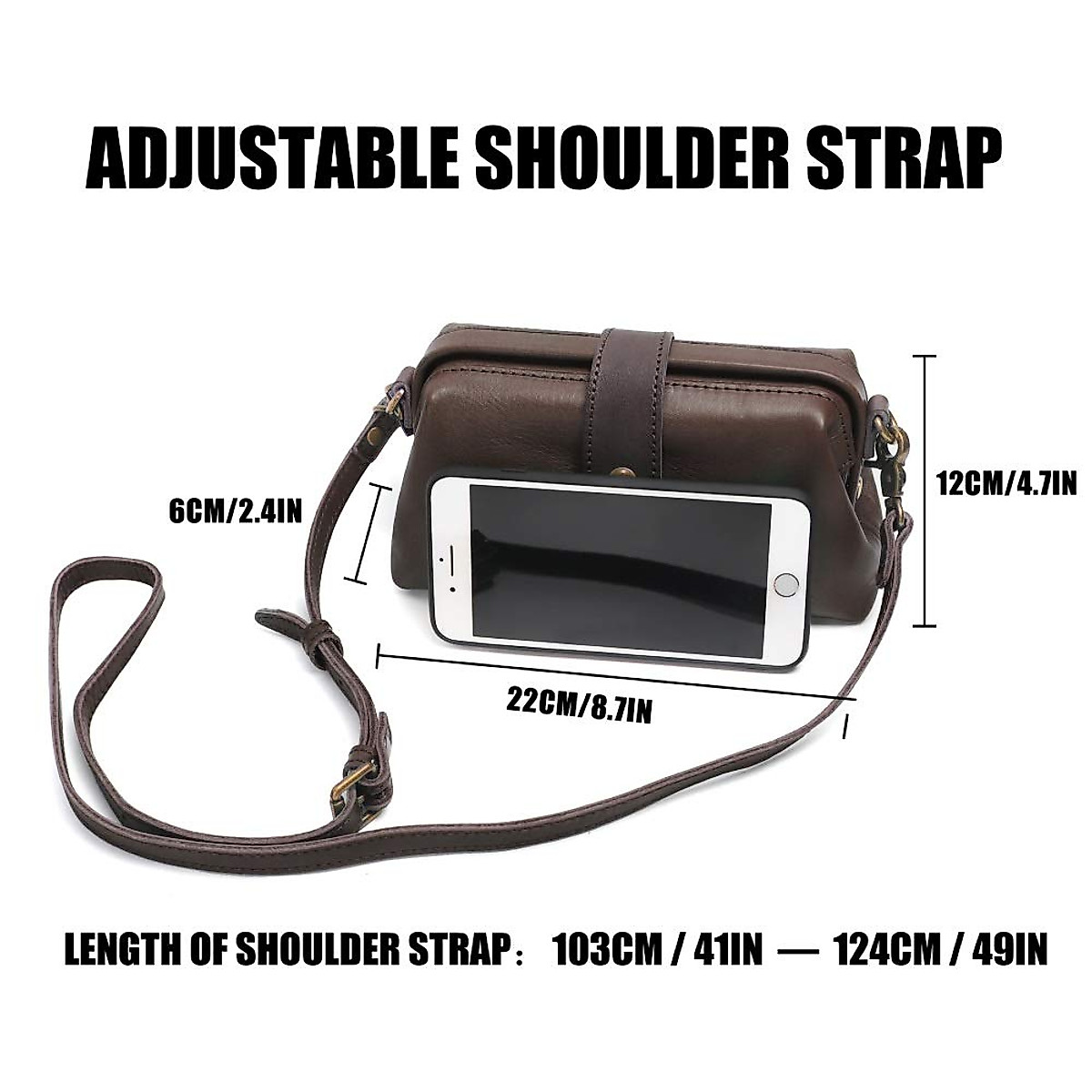 Top-Handle Bags Leather Crossbody Bags for Women Shoulder Bags Handmade Phone Purse Handbags Vintage Small Nice Little Messenger Bag, Coffee