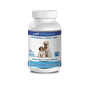 PET SUPPLEMENTS Dog Vitamins for Hip and Joint and Coat - Dogs Ultra Vitamins - CHEWABLE - Advanced Formula - Premium Minerals - Dog Vitamin e Supplement - 1 Bottle (90 Chews)