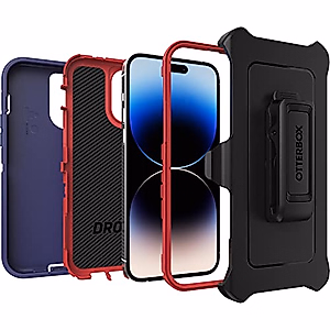 OtterBox iPhone 14 Pro Max (ONLY) Defender Series Case - AMERICAN FLAG, rugged & durable, with port protection, includes holster clip kickstand