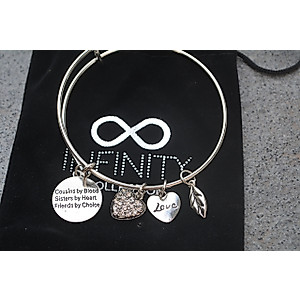 Infinity Collection Cousin Gift, Cousins by Chance, Friends by Choice Charm Adjustable Bangle, Cousin Jewelry for Women- Gift for Cousins