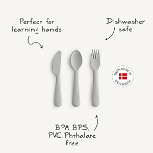 mushie Dinnerware Cutlery Set of 3 For Kids | Made in Denmark (Ivory)