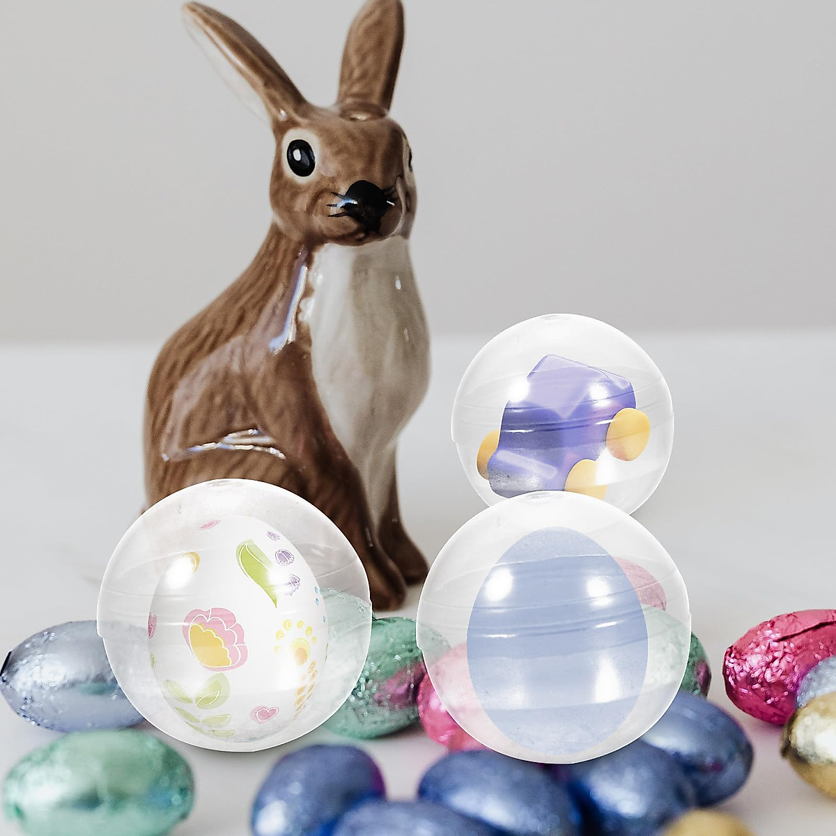 50pcs Gumball Machine Capsules Empty Round Clear Capsules Small Plastic Empty Vending Machine Containers Fillable Ball for Party Favor Ornament 45MM