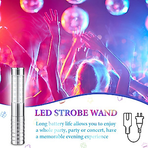 Civaner 2 Pcs LED Strobe Baton Light LED Bottle Service Light Bottle Girl Lights Reusable LED Light Champagne Bottle Handheld Light for Bar Club Birthday Weddings Parties(Silver, White Light)