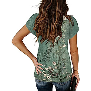 Womens Tunic Tops to Wear with Leggings Short Petal Sleeve Lace V Neck Dressy Casual Country T Shirts Loose Fit Black