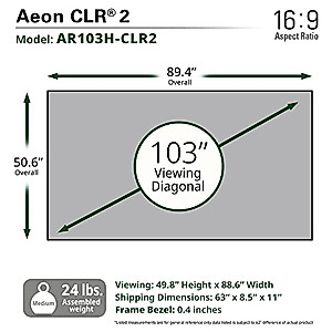 Elite Screens Aeon CLR2 Series, 16:9, Edge Free Ceiling and Ambient Light Rejecting Fixed Frame Projector Screen for Ultra-Short Throw Projectors Fixed Frame (103" Diagonal, 16:9)
