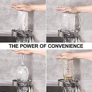 Metal Glass Rinser for Kitchen Sink - Cup Washer, Glass Washer for Sink, Glass Cup Cleaner Sink Attachment, Cup Rinser for Bar Sink, Brushed Nickel