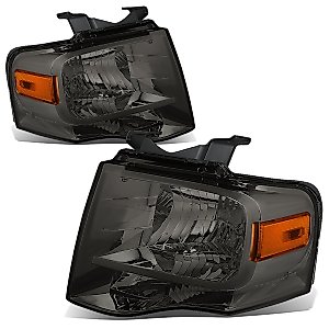 Pair of Smoked Housing Amber Corner Headlight Lamps Kit Compatible with Ford Expedition U324 07-14