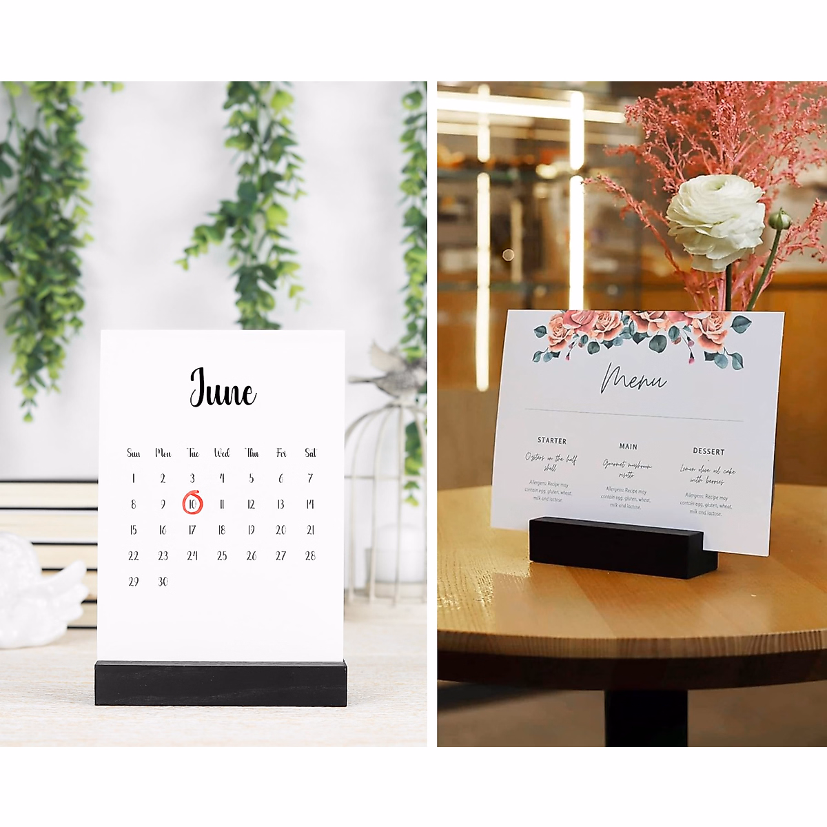 TOROS store 10 Pack Wood Place Card Holder - Black Wooden Table Number Holders , Name Place Cards Stand , Events Party Tabletop Sign Stands , Wedding & Birthday Stands for Photos, Pictures & Postcard