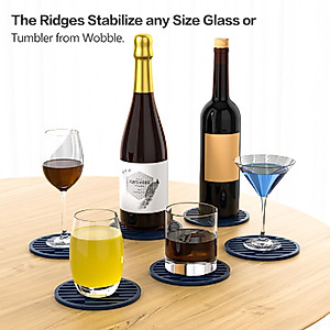 Silicone Coasters for Drinks, AUPTIM Drink Coasters Set of 6, Cup Coasters for Coffee Table, Cup Mat Drink Coasters for Tabletop Protection, Cool Home Decor, 4" Blue Coasters for Desk, Porta Vasos