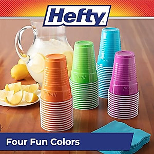 Hefty TKctPv Plastic Party Cups, Assorted Colors, 16 Ounce, 100 Count