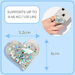 GRIPONG Cute Heart Shape Quicksand Glitter Expandible Collapsible Mobile Phone Grip Stand Holder for Smartphone Tablet Cell Phone Accessory (Purple)