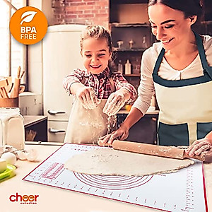 Cheer Collection Silicone Baking Mat - Non-Slip Kitchen Mat for Rolling Dough and Baking Cookies Pizza Macarons - 16" x 24"