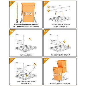 Double 37 Quart Pull Out Trash Can Under Cabinet, Under Sink Trash Can Rack, 70 Liter Total Capacity, Cabinet Trash Can Pull Out Kit, Not Included Can