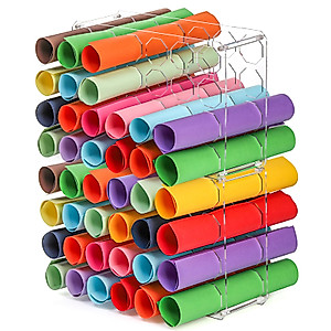 Elsjoy 2 Pack Vinyl Roll Holder, 48-Holes Acrylic Vinyl Roll Storage Organizer, Desktop Vinyl Roll Storage Rack Vinyl Roll Display Stand for Craft Room, Art Craft Paper