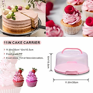 SETLUX 10in Plastic Cake Carrier with Handle, Round Cake Holder with Lid Pink Cake Container for 6in/8in/10in Cake(purple)