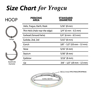 Yrogcu 16G 18G 20G 6mm7mm 8mm 10mm Stainless-Steel L-Shape Septum-Clicker Hinge Nose-Ring-Hoop-Studs:Lip Eyebow Segment Ring