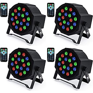 Uplights 18 RGB Led UpLights, Missyee Sound Activated DMX Uplighting, LED Par Can Lights with Remote Control, DJ Uplighting Package for Wedding Birthday Home Party (4 pcs)