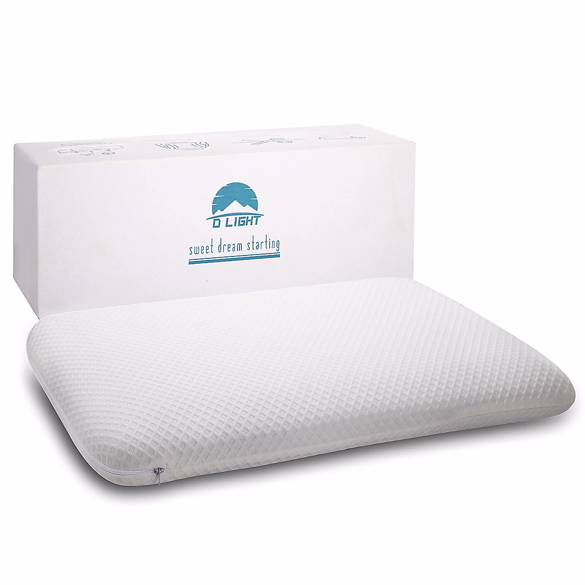 DLIGHT BD Slim 3.2" Stomach Sleeping Memory Foam Pillow-Thin, Flat, Soft Yet Supportative for Belly, Back& Stomach Sleepers