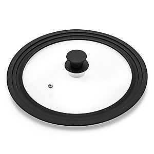 Universal Lid for Pots,Pans and Skillets - Tempered Glass with Heat Resistant Silicone Rim Fits 11", 12" and 12.5" Diameter Cookware ,Black
