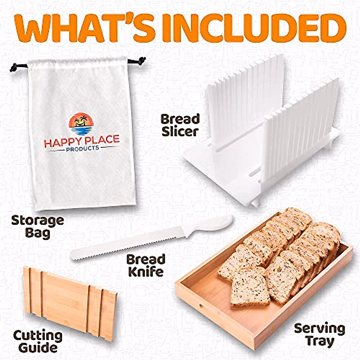 Bread Slicer for Homemade Bread With Long Knife & Crumb Tray - Compactable Bread Slicer Guide For Homemade Bread Adjustable, 3 Size, 3 Thickness - Bread Cutter for Homemade Bread, Loaf, Bagel, Bun