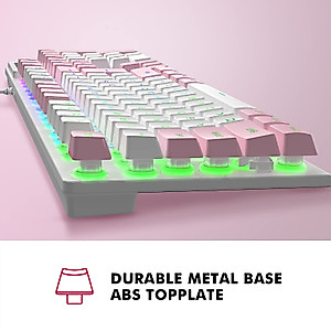 NPET K10 Wired Gaming Keyboard, RGB Backlit, Spill-Resistant Design, Multimedia Keys, Quiet Silent USB Membrane Keyboard for Desktop, Computer, PC（Camellia）