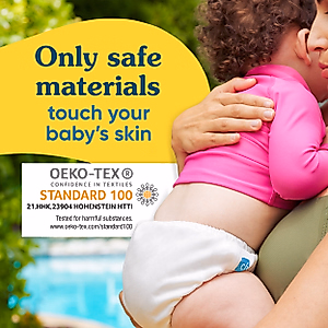 Charlie Banana Reusable Swim Diaper, Washable, Adjustable Drawstring for Baby Girls Boys, Soft and Snug Waterproof Fit to Prevent Leaks - Seally, Size S (12-20 lbs.)