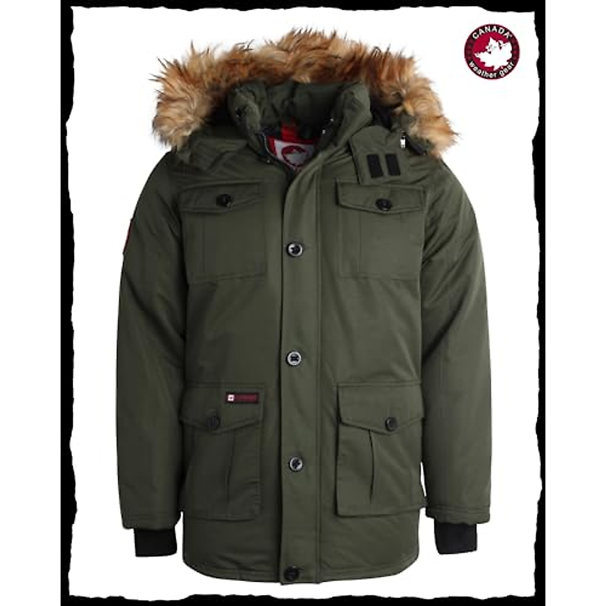 CANADA WEATHER GEAR Men's Winter Coat - Heavyweight Teflon Canvas Parka Jacket (M-XXL), Size XX-Large, Olive Green
