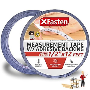 XFasten Tape Measure with Adhesive Back, 0.5-Inch x 12-Feet (2-Pack) Left to Right Peel and Stick Measuring Ruler Tape for Workbench, Woodworking, Sewing; Sticky Self-Adhesive Metal Measuring Tape