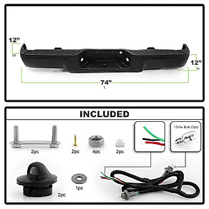ACANII - For 2009-2014 Ford F150 Pickup Styleside Bed w/o Sensor & Hitch Hole Black Steel Complete Rear Bumper Assembly