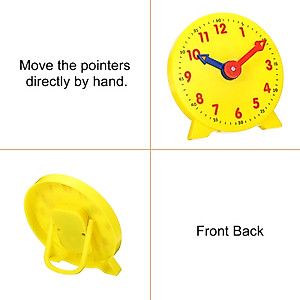 PATIKIL 4 inch Teaching Clock, 2 Pack Learn Clock Learning Tell Time Analog Clock Demonstration Clock 12 Hour 2 Pointers for Classroom Teacher, Yellow