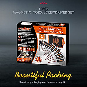 HORUSDY 13-Piece Magnetic Torx Screwdrivers Set, S2 Steel T5 - T40 Star Screwdrivers Set