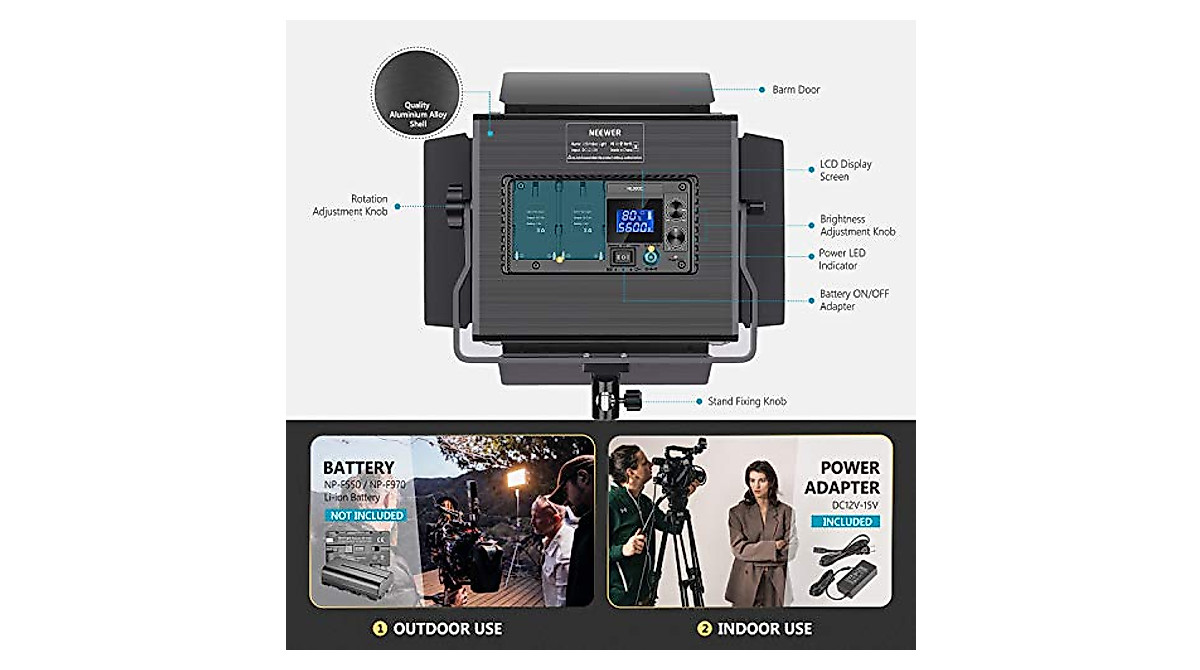 Neewer 660 LED Video Light - Dimmable Bi-Color Panel for Studio & YouTube