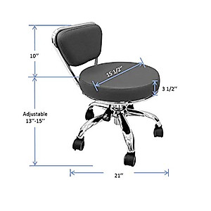 MAYAKOBA Dayton Garage Rolling Seat (Black) Pneumatic, Short Stool with Adjustable Height 13"-15", Perfect for Garage Task, Home Cleaning, Bathroom Short Seat, Technician Task