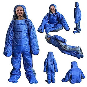 Gaorui Mummy Sleeping Bag Humanoid Sleeping Bag Outdoor Camping Sleeping Bag Winter Indoor Outdoor Portable Ultralight Warm Adult Windproof Sleeping Bag (Blue2#, L)