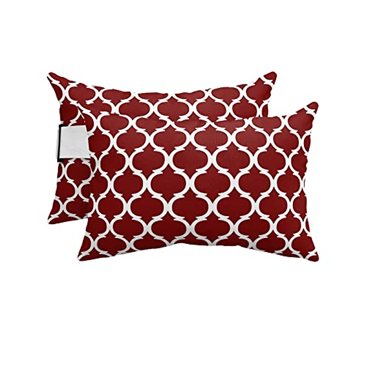 Recliner Head Pillow Ledge Loungers Chair Pillows with Insert Mid Century Art Geometric Morocco Stripes Wine Red Lumbar Pillow with Adjustable Strap Patio Garden Cushion for Sofa Bench Couch, 2 PCS
