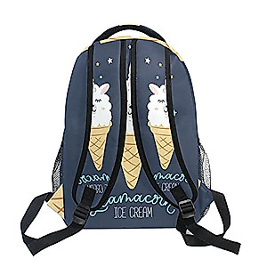 Cute Llama School Backpacks Cartoon Ice Cream Student Backpack Big For Girls Kids Elementary School Shoulder Bag Bookbag