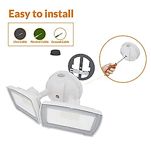 LEPOWER 2 Pack LED Security Light Dusk to Dawn Outdoor Flood Light Fixture with 2 Adjustable Heads, 3000LM/28W, 5500K, IP65 Waterproof Exterior Flood Lights for Garage, Backyard (White)