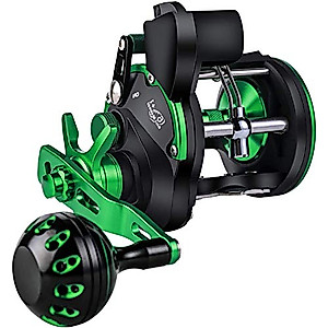 Sougayilang Line Counter Trolling Fishing Reel,Conventional Level Wind Trolling Reel, Graphite Body, Durable Stainless-Steel and Brass Gears, Large Line Capacity, Powerful Carbon Disc Drag-RZC20R